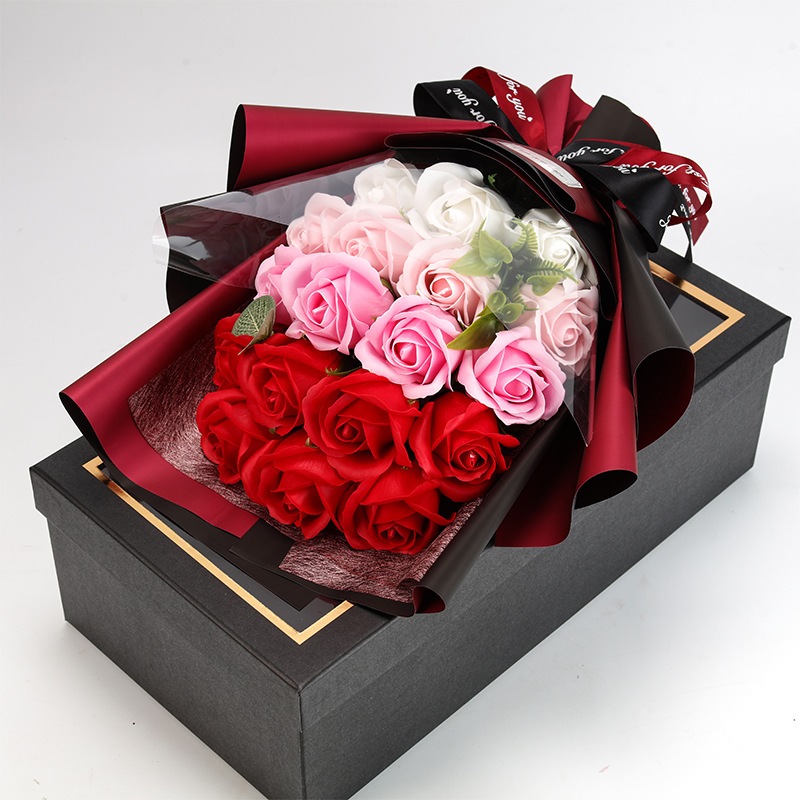 18 Gradient Roses Bouquet Boxes Soap Flower Valentines Cute Creative ...