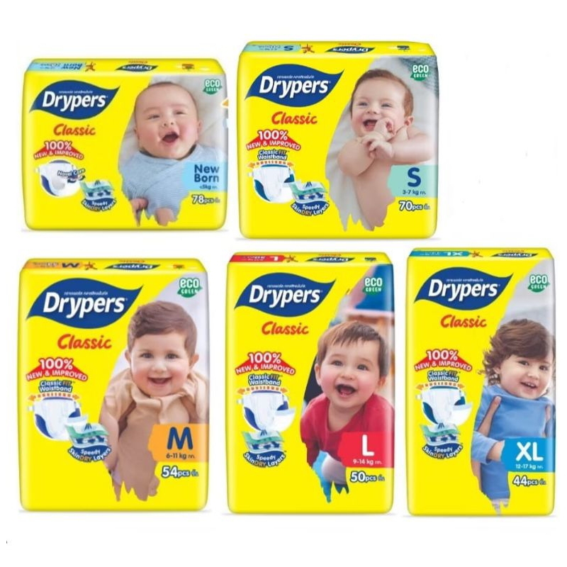 Drypers Classic Tape NB78/S70/M54/L50 | Shopee Malaysia
