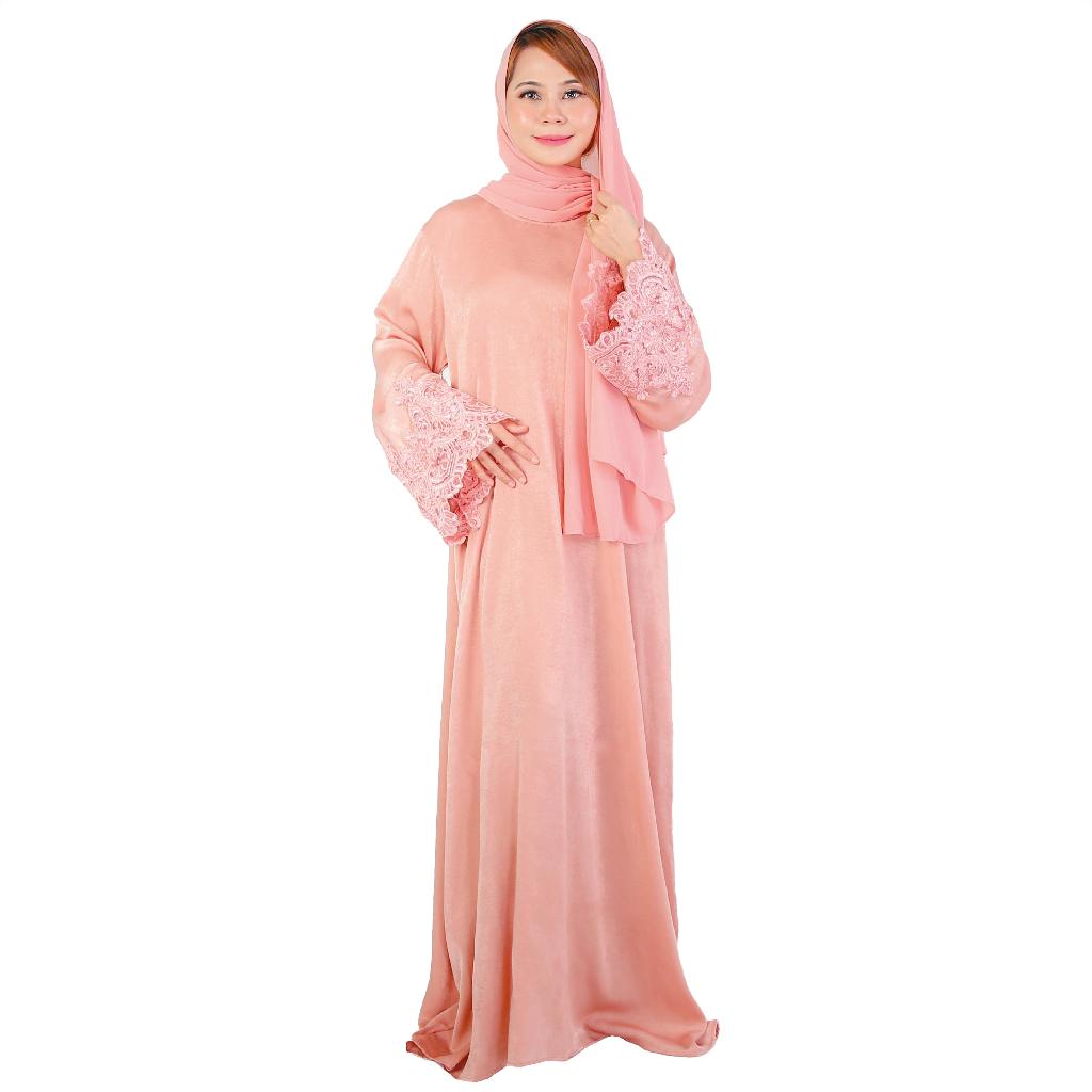 Sarima Glam Abaya Zairaa With Shawl - peach | Shopee Malaysia