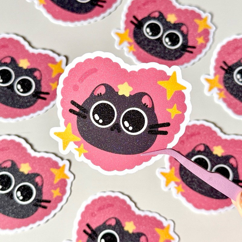 [ThebouncyJelly] Byeol Black Cat Heart Sticker Flake | Shopee Malaysia