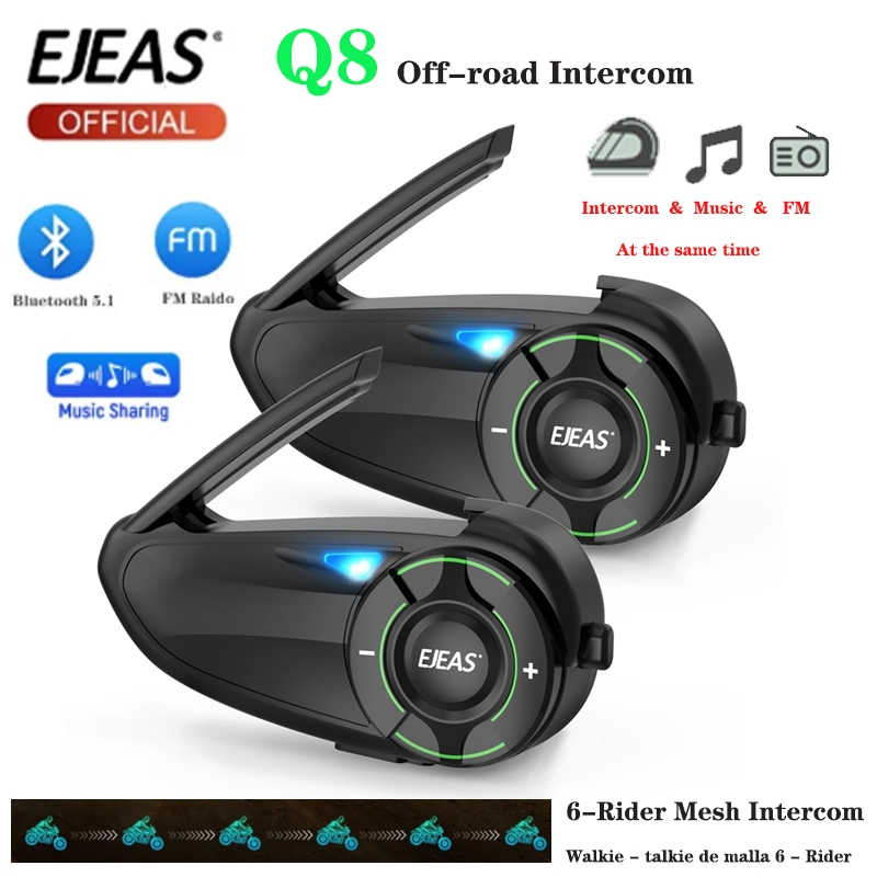 EJEAS MS8 Q8 V6 Pro+ Motorcycle Helmet Mesh Bluetooth Intercom Headset Waterproof IP67 Headset ...