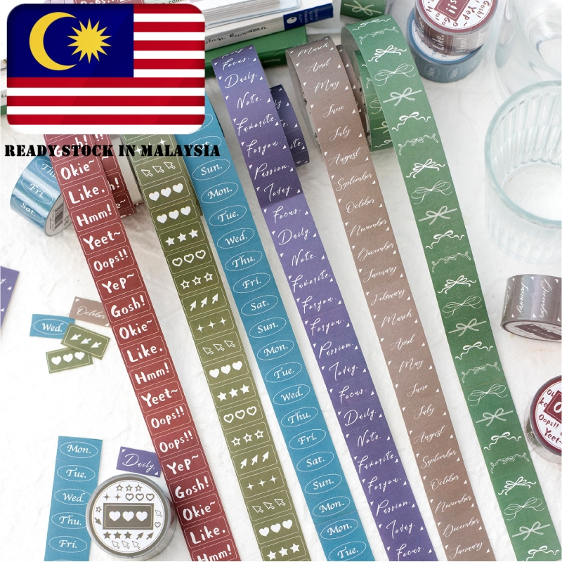 INS Retro Today's Mood Week Month Tag Labels Die Cut Deco Stickers Roll ...