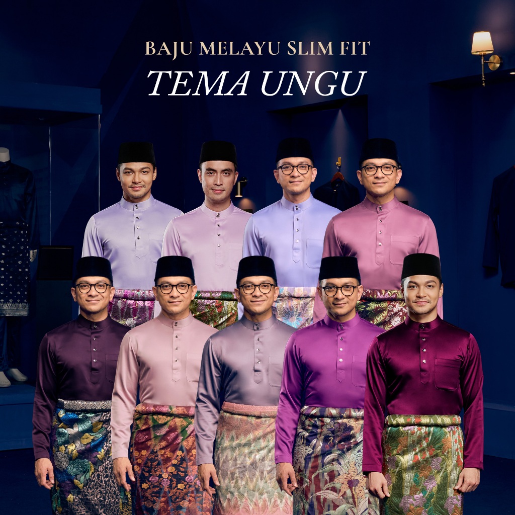 Tema Ungu - Baju Melayu Slim Fit Bulan Bintang 2025 (NEW) | Shopee Malaysia