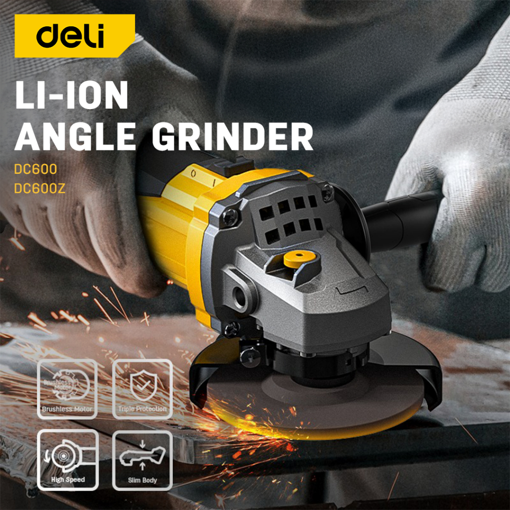 DELI Cordless Li-ion Angle Grinder with High Speed Control (20V / 100mm ...