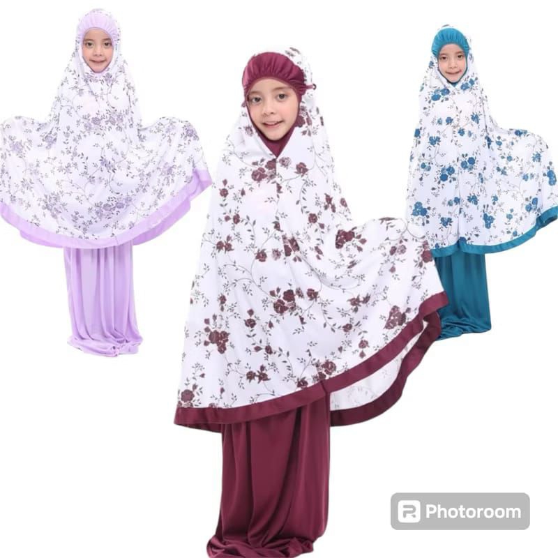 TELEKUNG PRINTED BUDAK ZURA BUNGA ROSE UMER (2 -5 TAHUN) TO (6-12 TAHUN ...