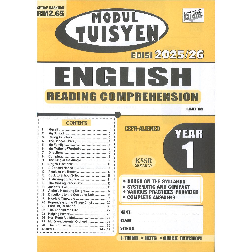 TAHUN 1 ️ MODUL TUISYEN ENGLISH > Reading Comprehension - Writing ...