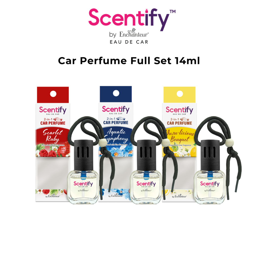 SCENTIFY Eau De Car 14ml Full Set | Scarlet Ruby | Aquatic Symphony | Yuzu-licious Bouquet | 2X ...