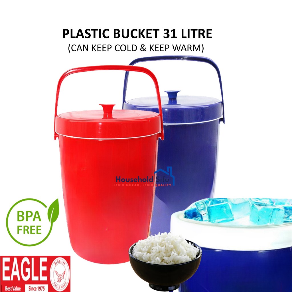 Ice Bucket/ Rice Bucket / Food Bucket/Plastic Bucket/Large Bucket/31L ...