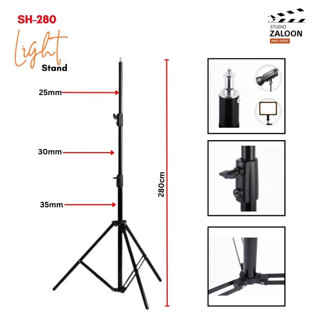 SH-280 Light Stand 9FT Heavy Duty Light Stand ) 3 Section Spring ...
