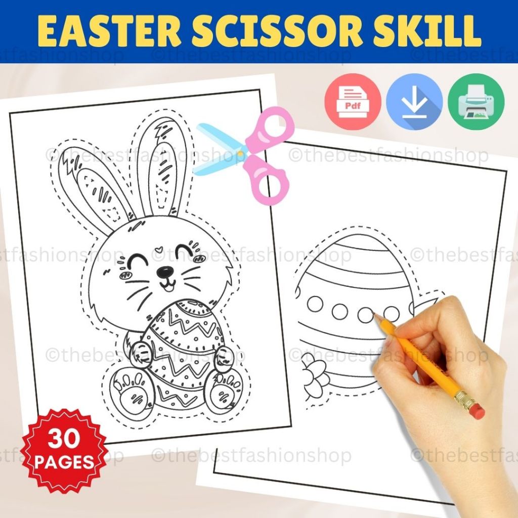 A046 [PDF] Easter Scissor Skill Worksheet Printable Cutting Activity ...