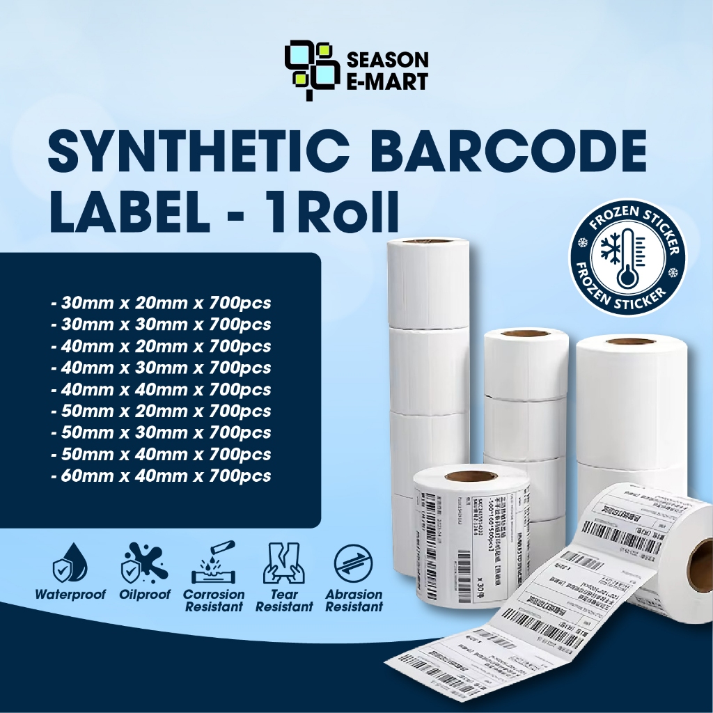 20 Size Waterproof Synthetic Barcode Label Stickers Kalis Air High ...