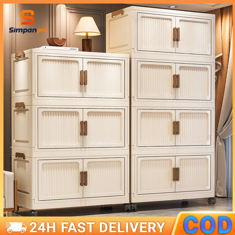 L50-70cm Double Door Plastic Wardrobe - Almari Baju Plastik Kukuh with ...