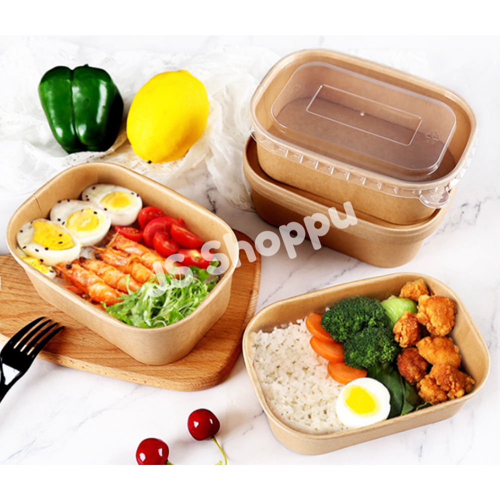Salad Bowl Round/Rectangle/Disposable Kraft Paper Bowl/Take Away Paper ...