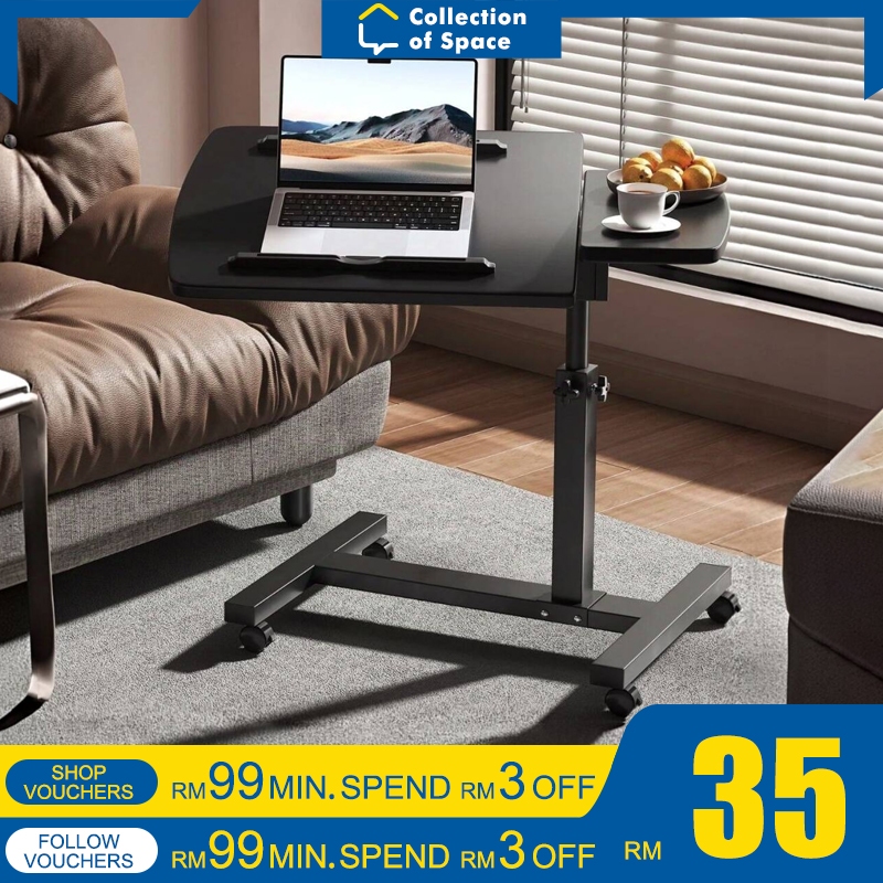 Sofa Side Table Foldable Table with Wheel Adjustable Side Table Laptop ...
