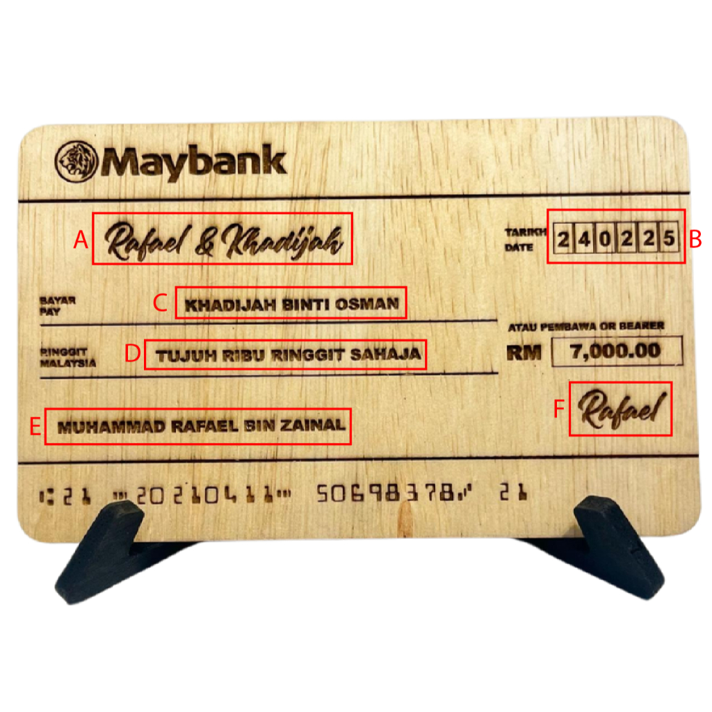 Replika Cek Kayu / Wooden Mockup Cheque / Cek Hantaran Kahwin | Shopee ...