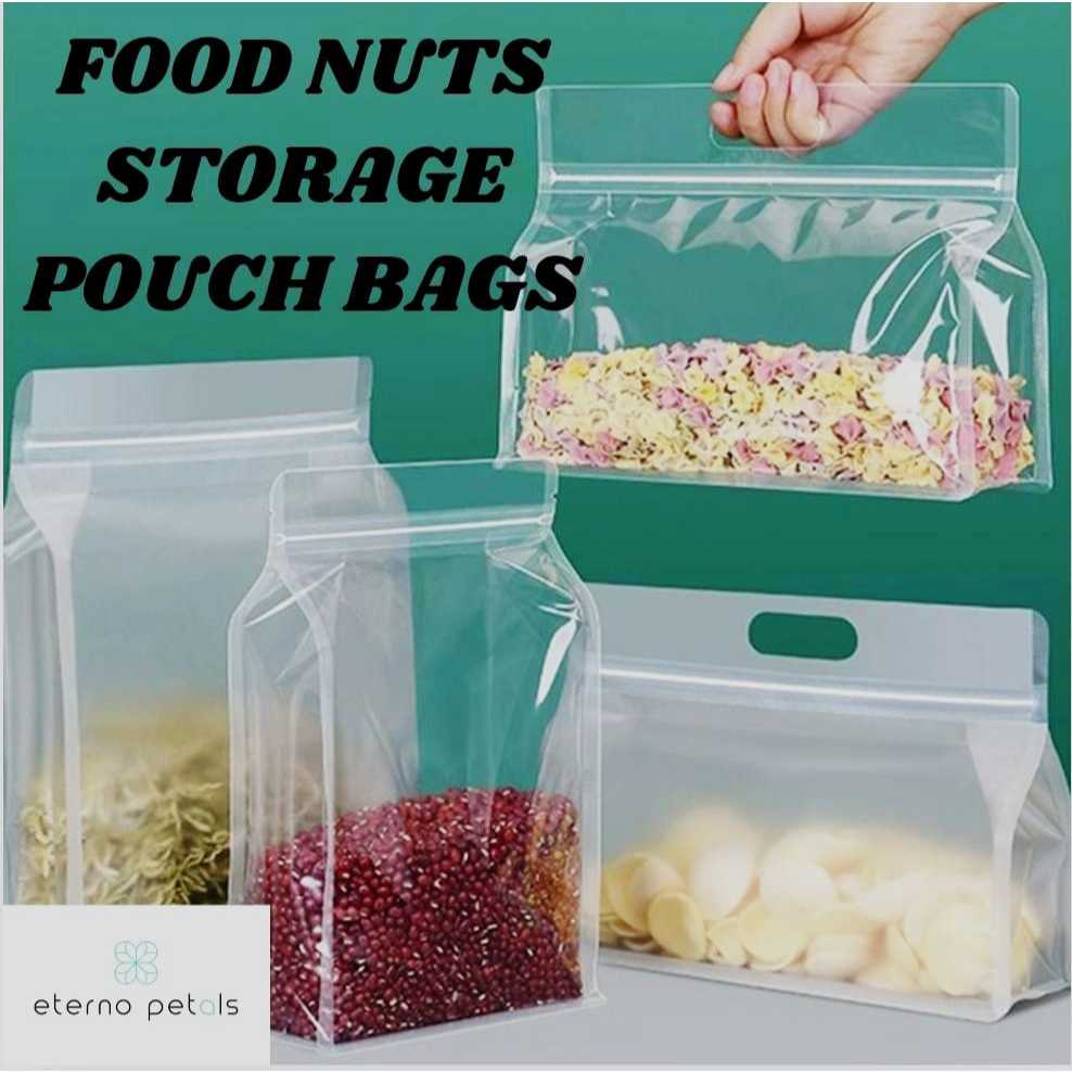 1Psc Flat Bottom Pouch Food Nuts Storage Pouches/Clear Zip Lock Self ...