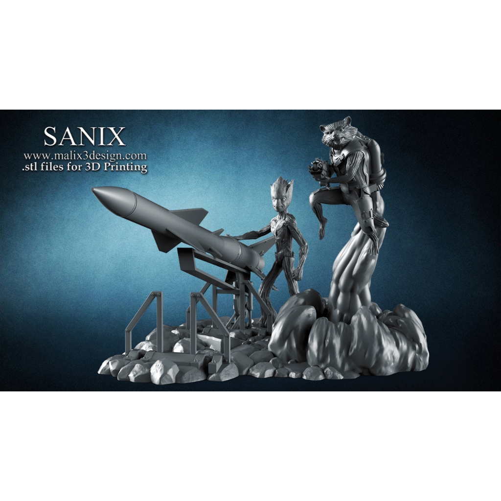Marvel 】《 Rocket and Groot 》3D STL File for PLA ABS Filament and Resin ...