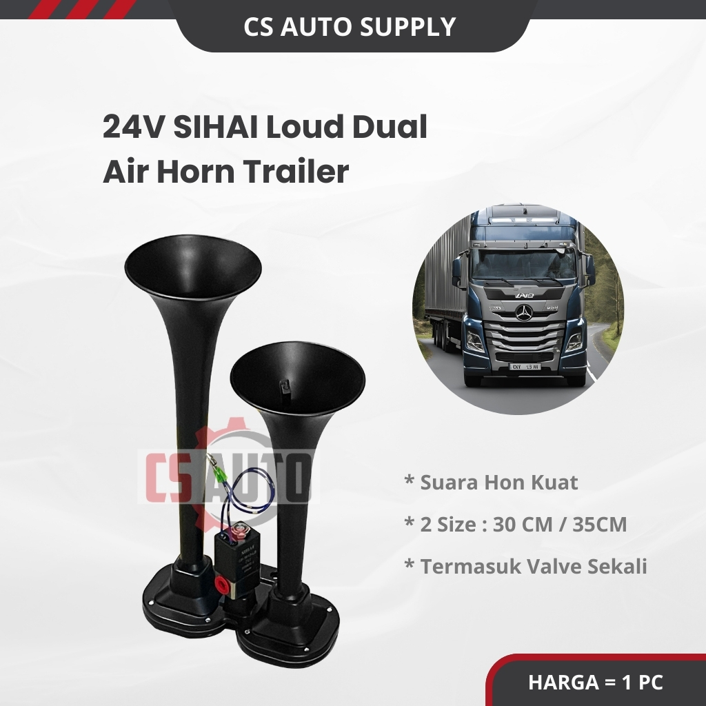 24V Loud SIHAI Black Dual Air Horn Trailer Lori 2 Bateri Hon Termasuk ...