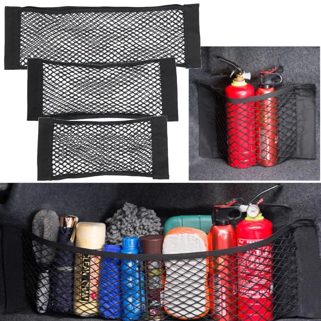Portable Car Back Seat Rear Boot Trunk Magic Velcro Tape Mesh Net ...