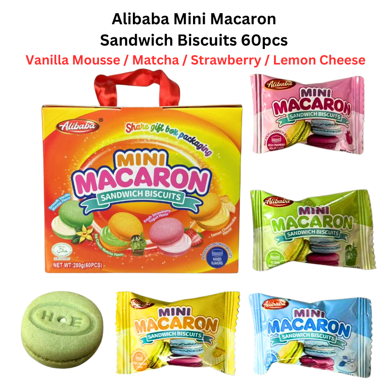 Halal Alibaba Mini Macaron Sandwich Biscuits 60pcs Vanilla Mousse ...