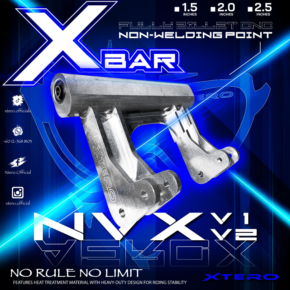 XTERO X-BAR NVX V1 V2 ENGINE EXTENDED BRACKET 1.5/2.0/2.5 INCH | Shopee ...