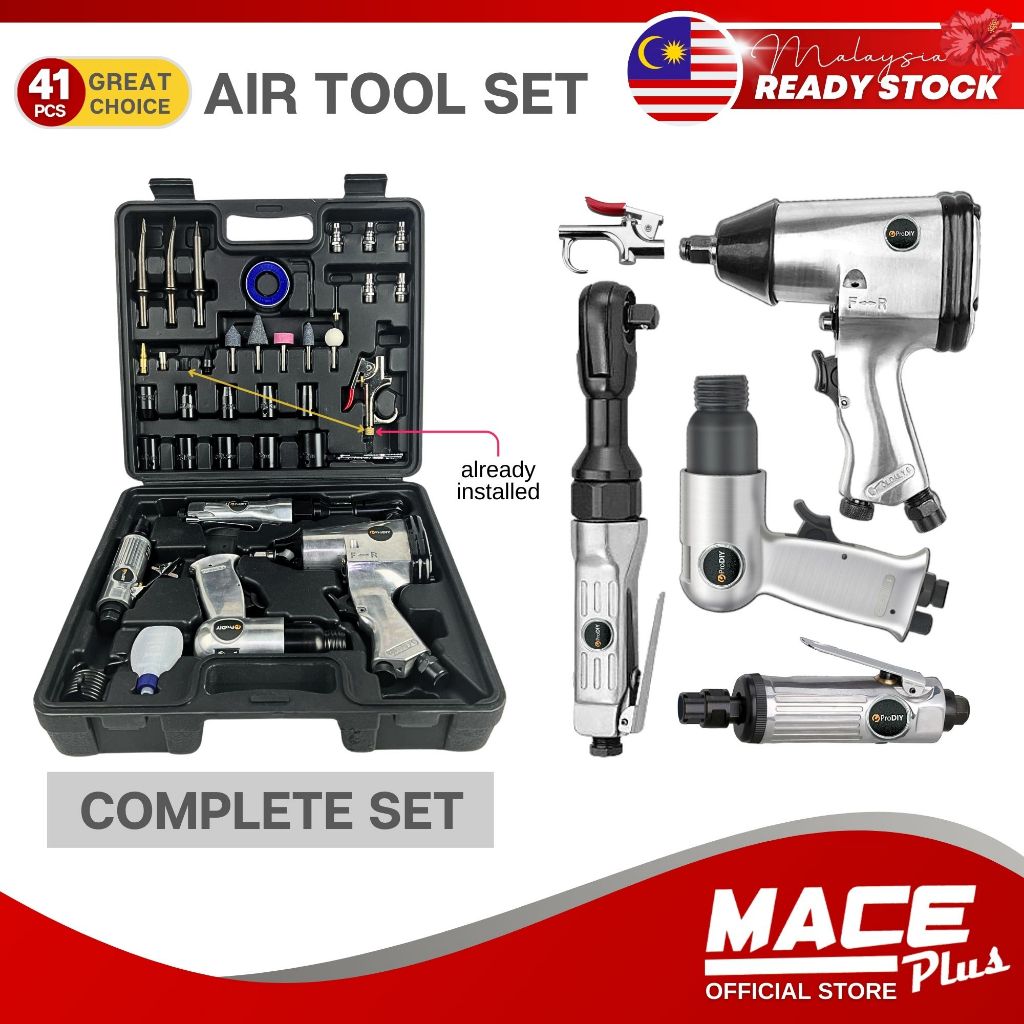 41pcs Air Tool Pneumatic Tool Kit Air Impact Wrench Air Die Grinder Air ...