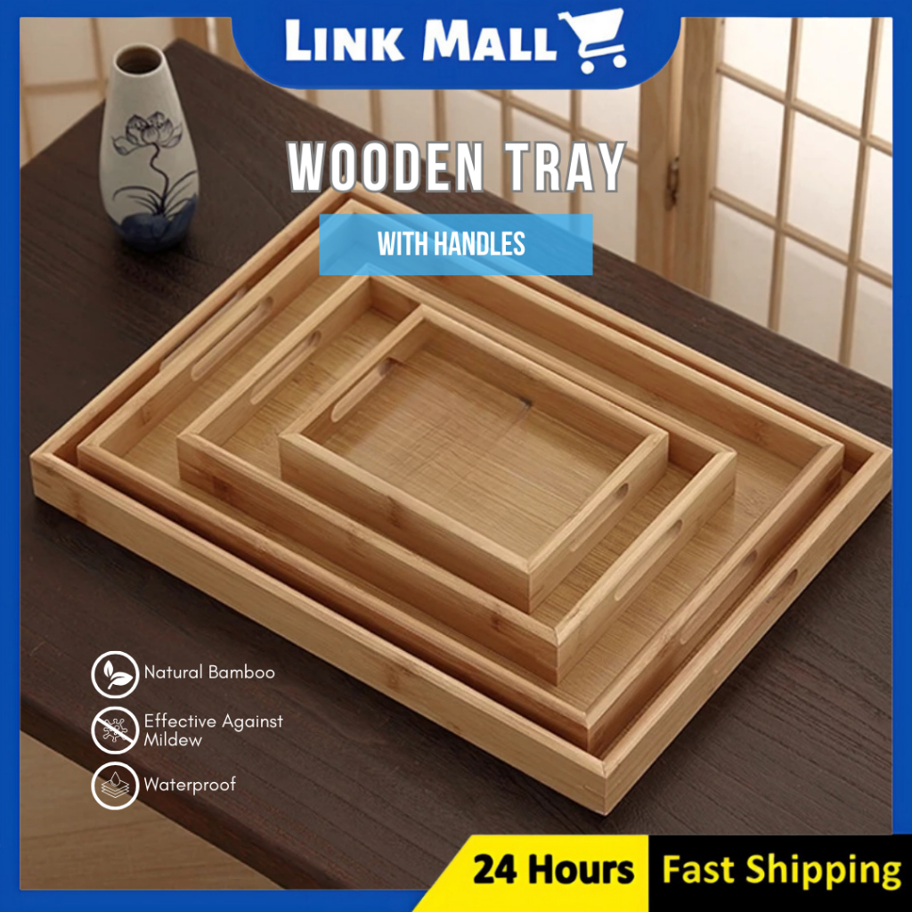 LINK MALL Wooden Tray Food Serving Tray Makanan Dulang Kayu Makanan ...