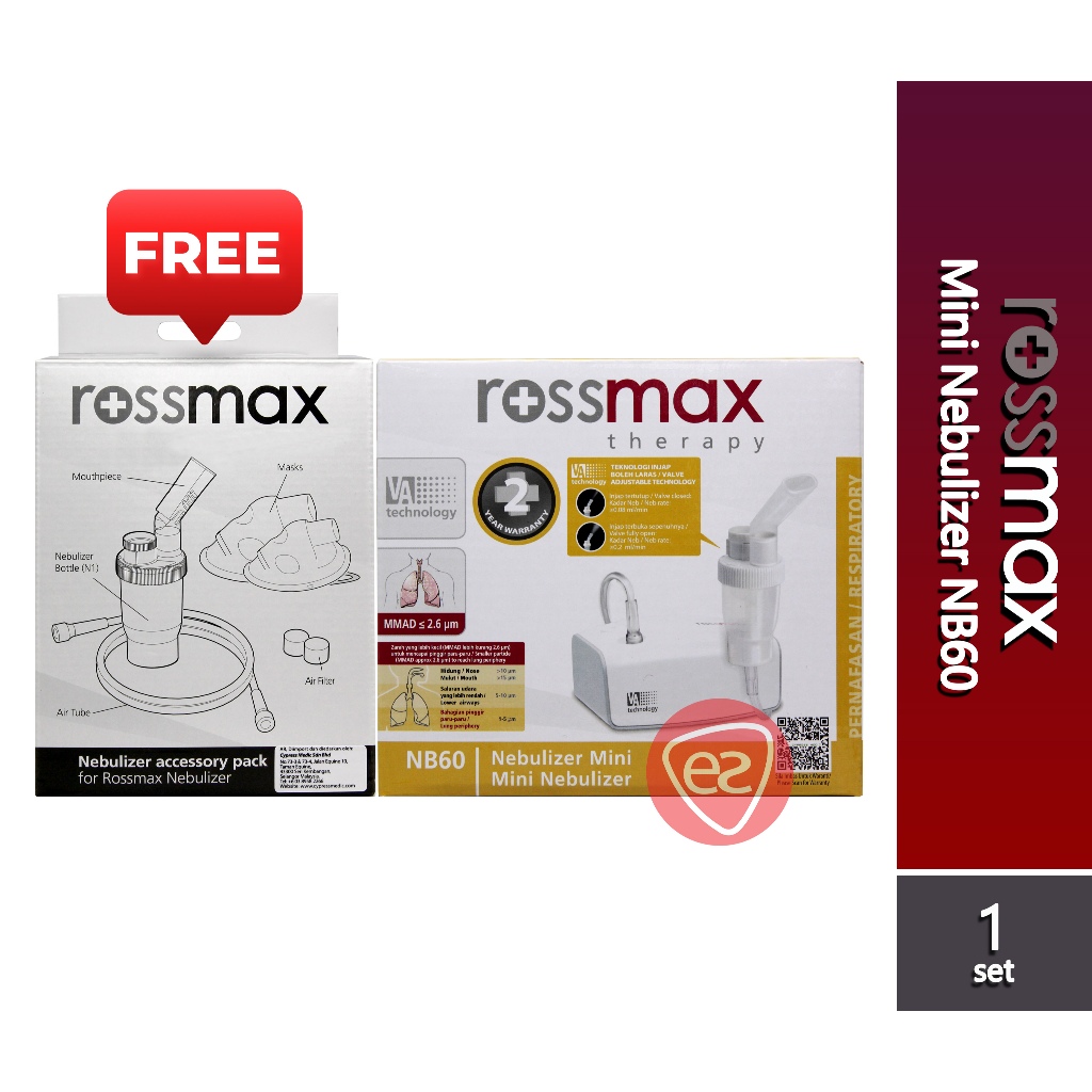Rossmax Mini Piston Nebulizer NB60 1 Set Free Nebulizer Accessory Pack ...