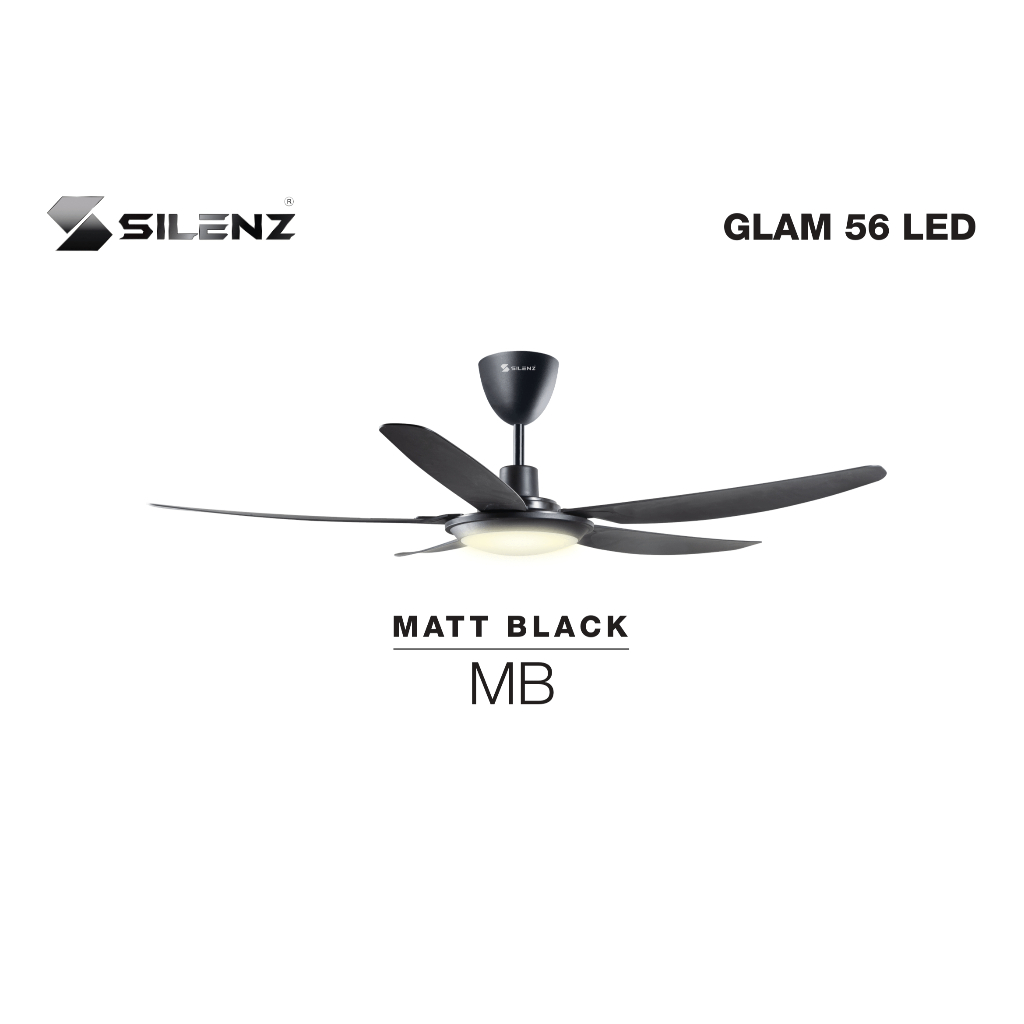 SILENZ 56” LED GLAM DC MOTOR Super Save Electric Ceiling Fan (Black ...