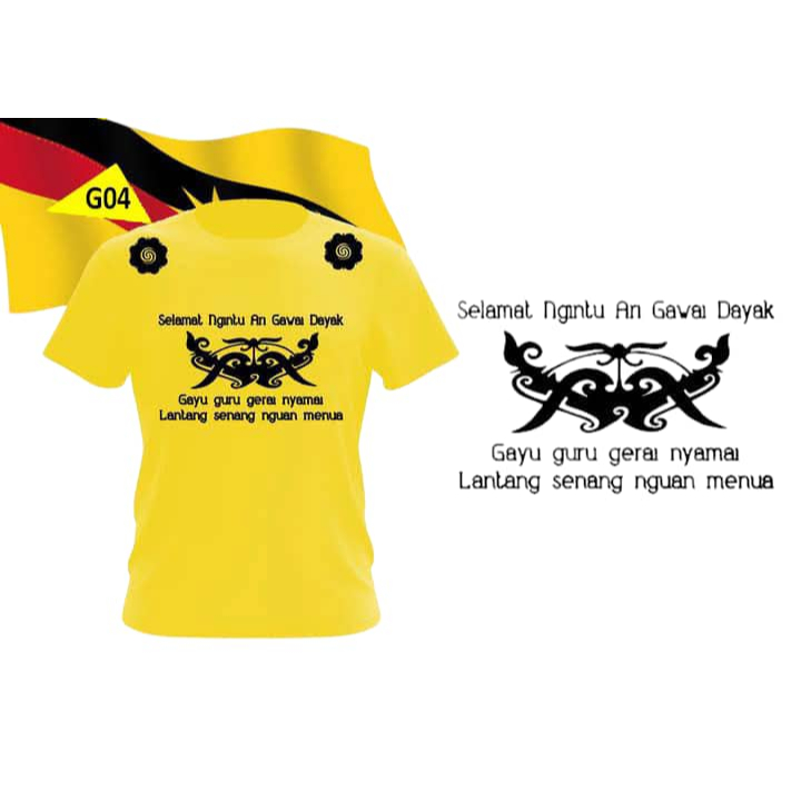 *PRE ORDER* BAJU GAWAI / T-SHIRT GAWAI / SELAMAT NGINTU AN GAWAI DAYAK - KUNING | Shopee Malaysia