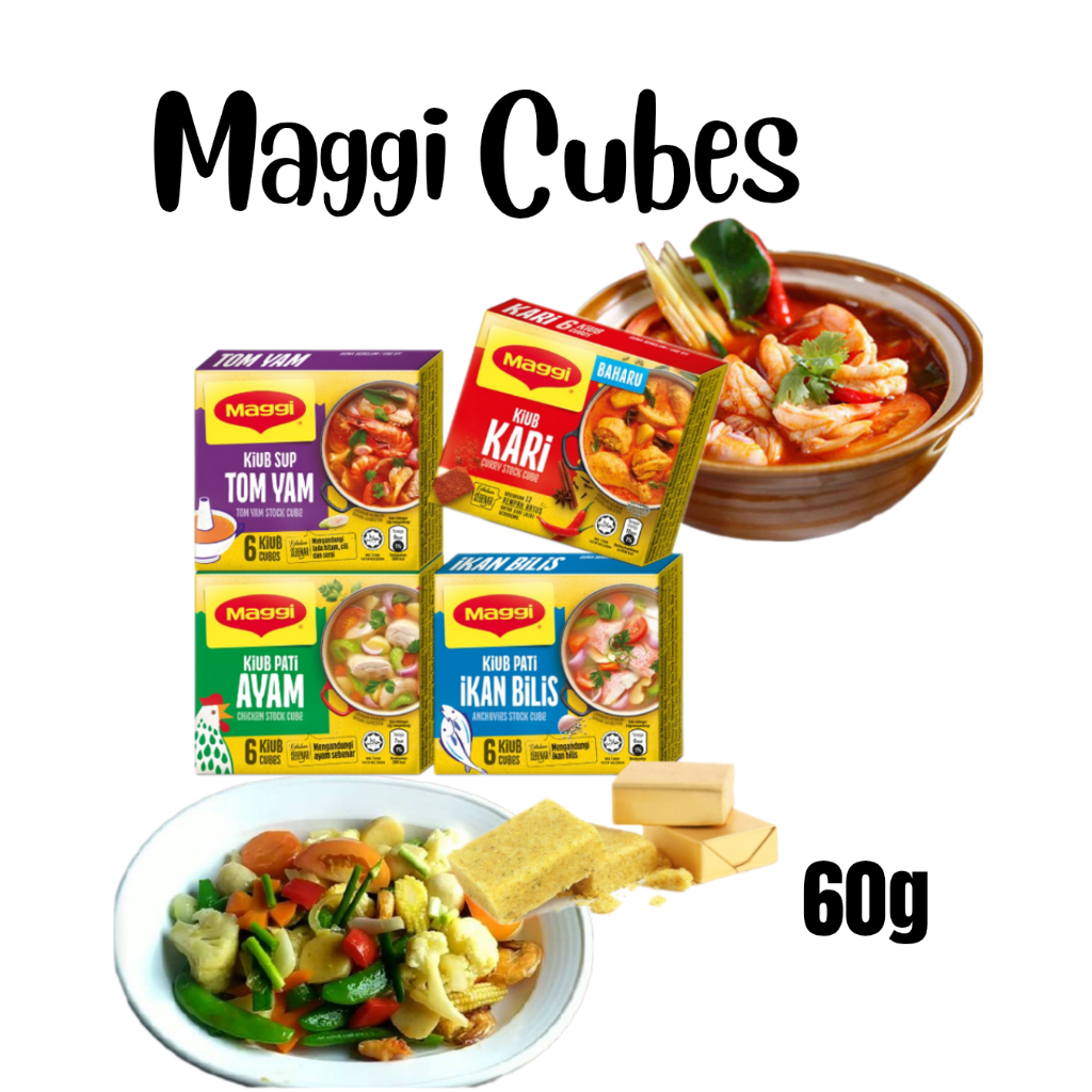 Maggi Ikan Bilis Instant Food Kari Cubes Chicken Tomyam Curry 60g ...