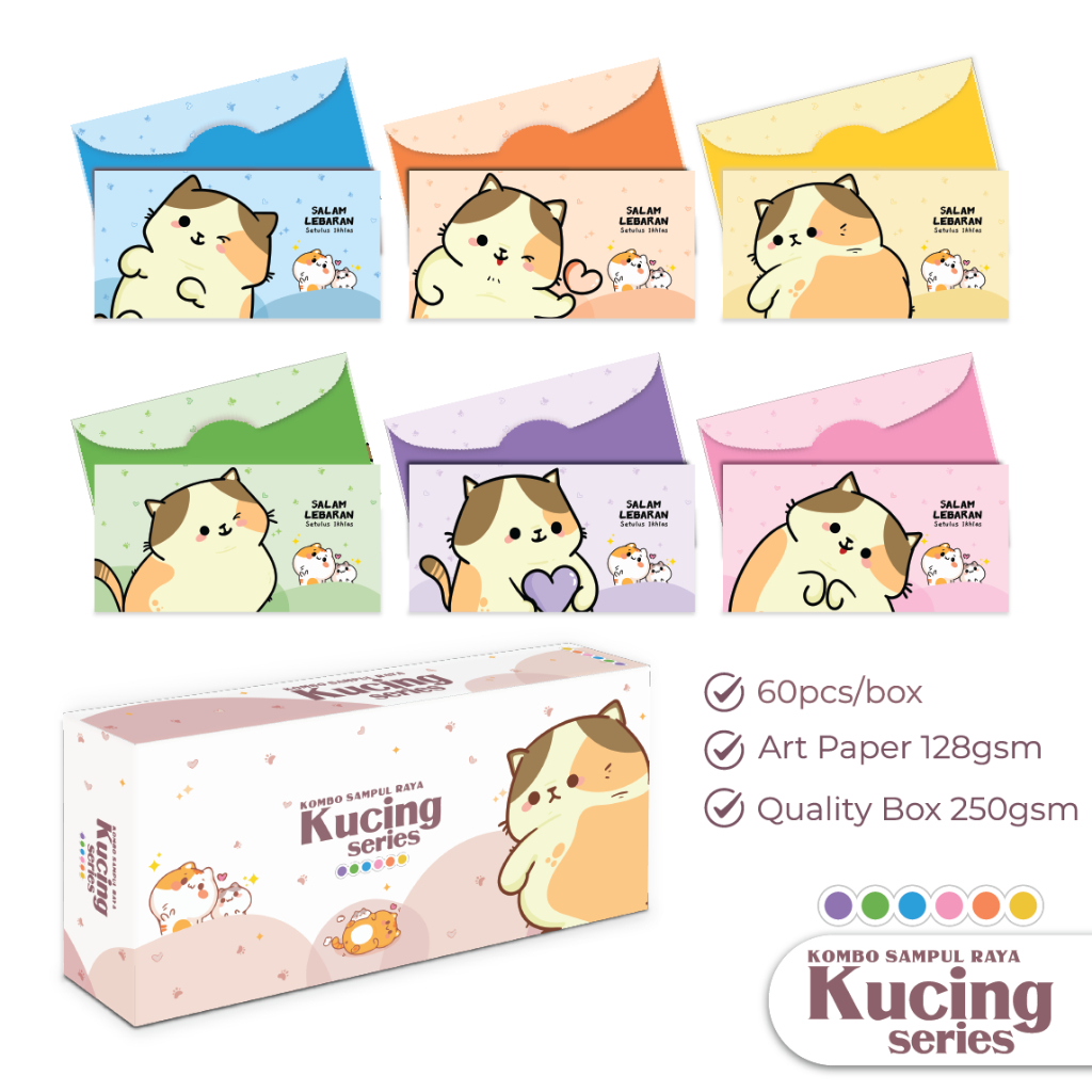 10pcs SAMPUL RAYA DUIT Viral Ready Stock TEMA KUCING Comel FREE BOX ...