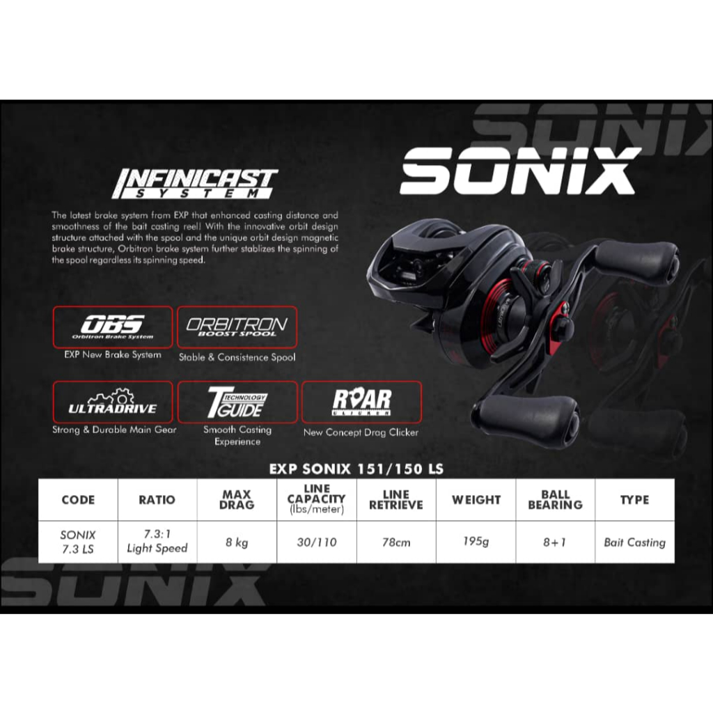EXP SONIX 7.3 LIGHT SPEED BAITCASTING REELS | Shopee Malaysia