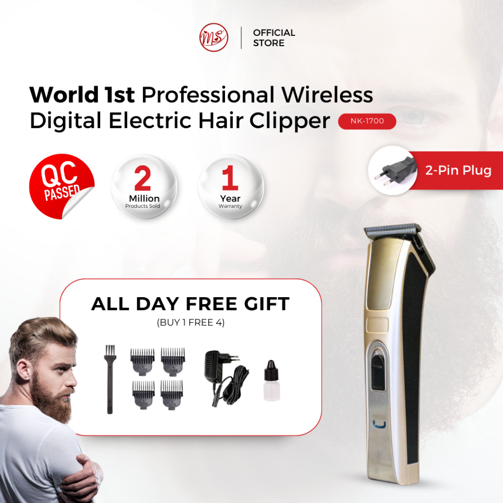 [BUY 1 FREE 4] NIKAI NK-1700 Professional Hair Clipper Shaver Trimmer ...
