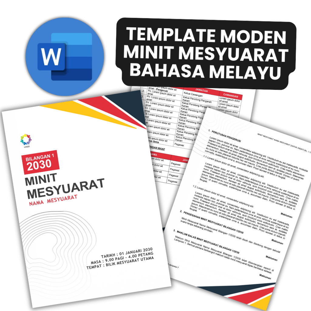 Template Minit Mesyuarat Design Modern Elegance Format Microsoft Word ...