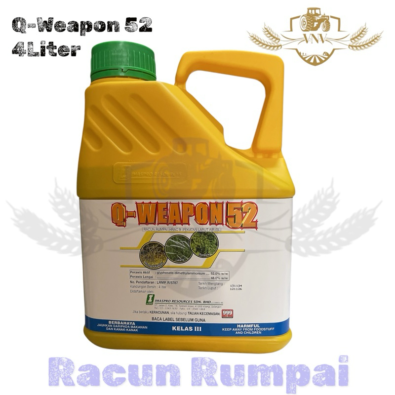 4L Q-Weapon 52 Glyphosate 52% Herbicide Racun Rumput/Sama dgn Krush ...