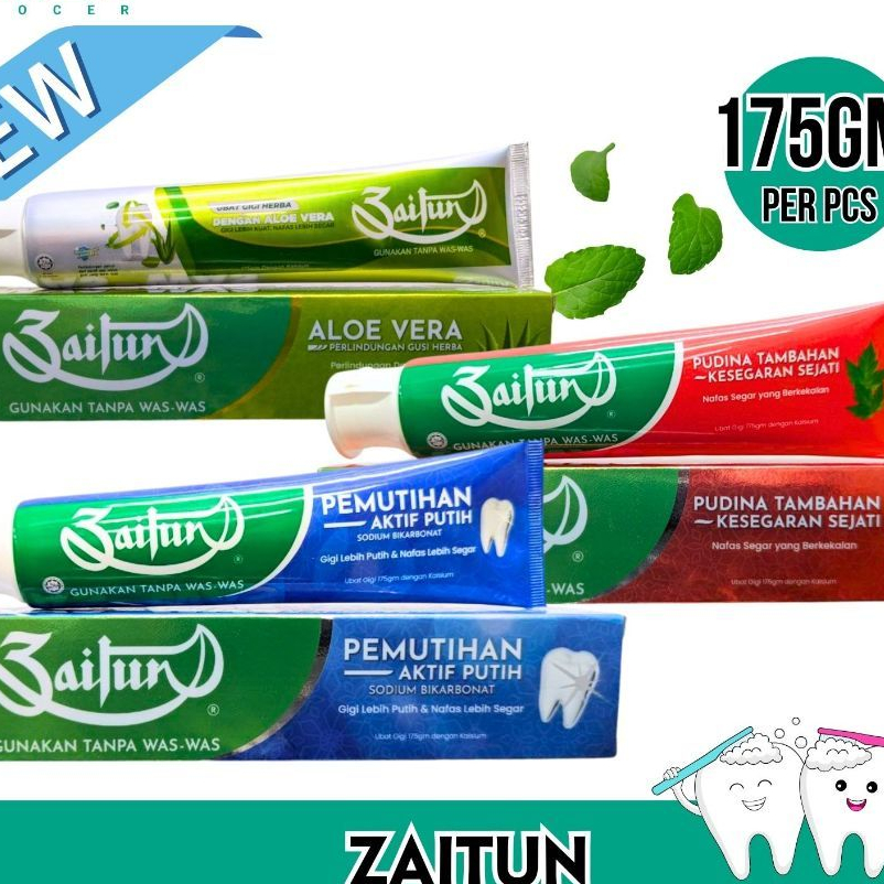 (175G)Zaitun toothpaste (Aloe vera/Whitening/Extra Mint) | Shopee Malaysia