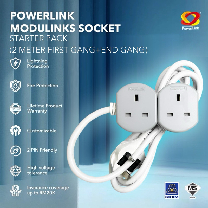 [SIRIM] Powerlink Official Modulinks Socket Combination - 2 meter First gang + End gang | Shopee ...