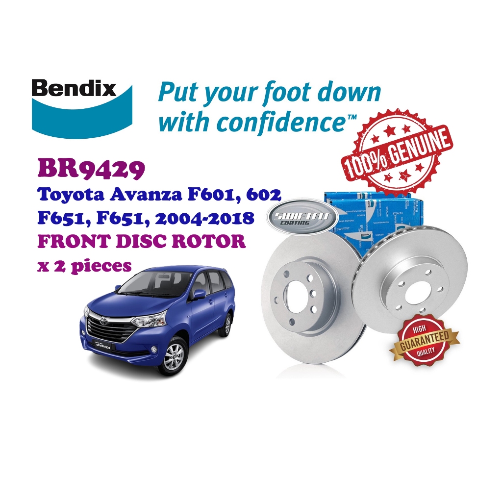 TOYOTA AVANZA 2004-2018 F601, F602, F651, F652 BENDIX FRONT DISC BRAKE ...
