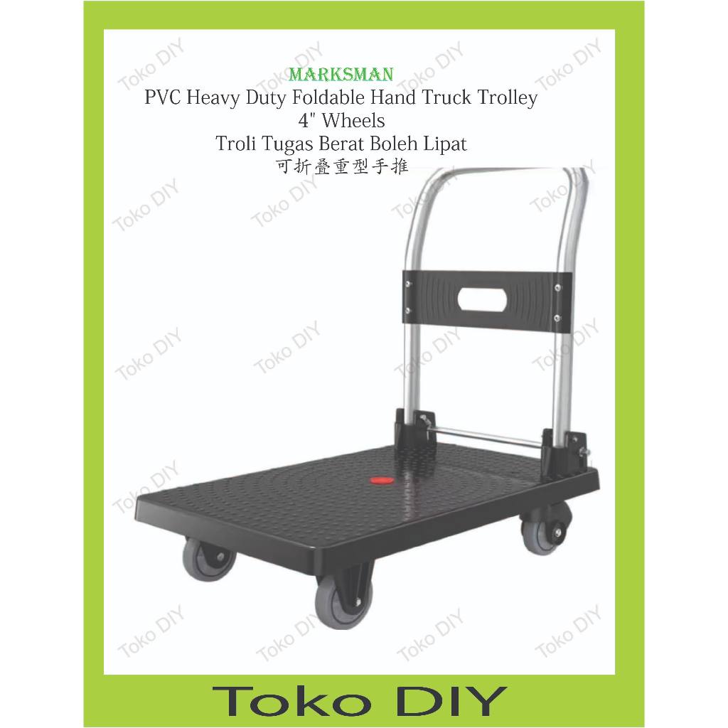 Marksman PVC Heavy Duty Foldable Hand Truck Trolley 150KG/300KG 4 ...
