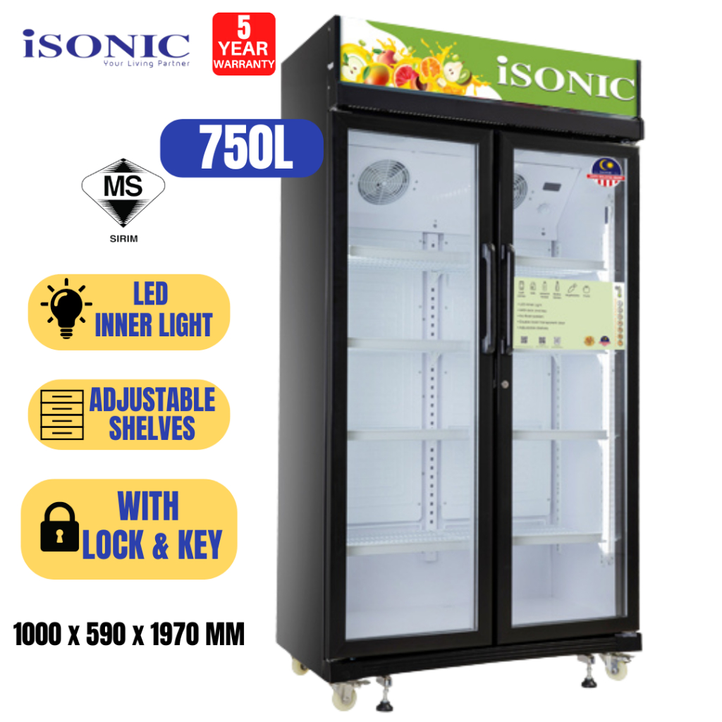 ISONIC 2 DOOR Display Chiller 750L ISC-D800 DISPLAY SHOWCASE | PETI SEJUK PAPARAN | PETI SEJUK ...