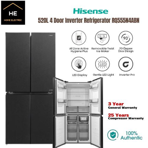 Hisense 520L 4 Door Inverter Refrigerator Black / All Zone Active ...