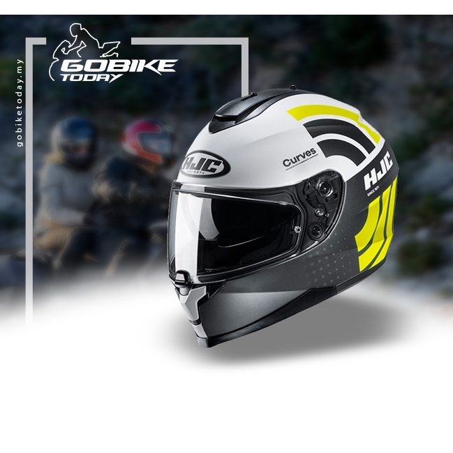 HJC C70 Curves MC4HSF SPORT TOURING MOTORCYCLE HELMET ORIGINAL DOUBLE ...