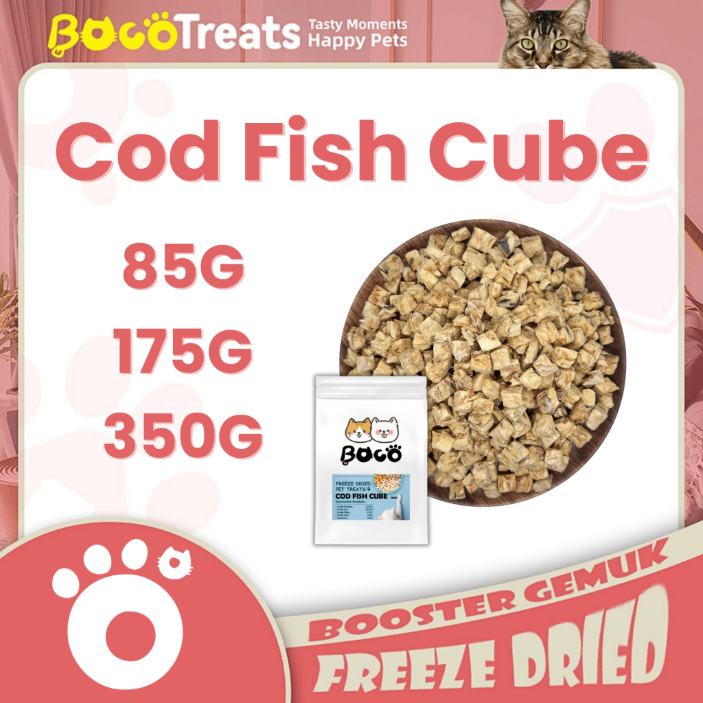 BOCO Freeze Dried Cod Fish Cube Premium Dog Cat Pet Snack Food Kucing ...