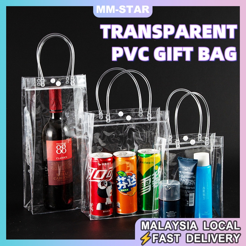20pcs Clear PVC Tote Bag Doorgift Goodies Bag Plastic PVC Transparent ...