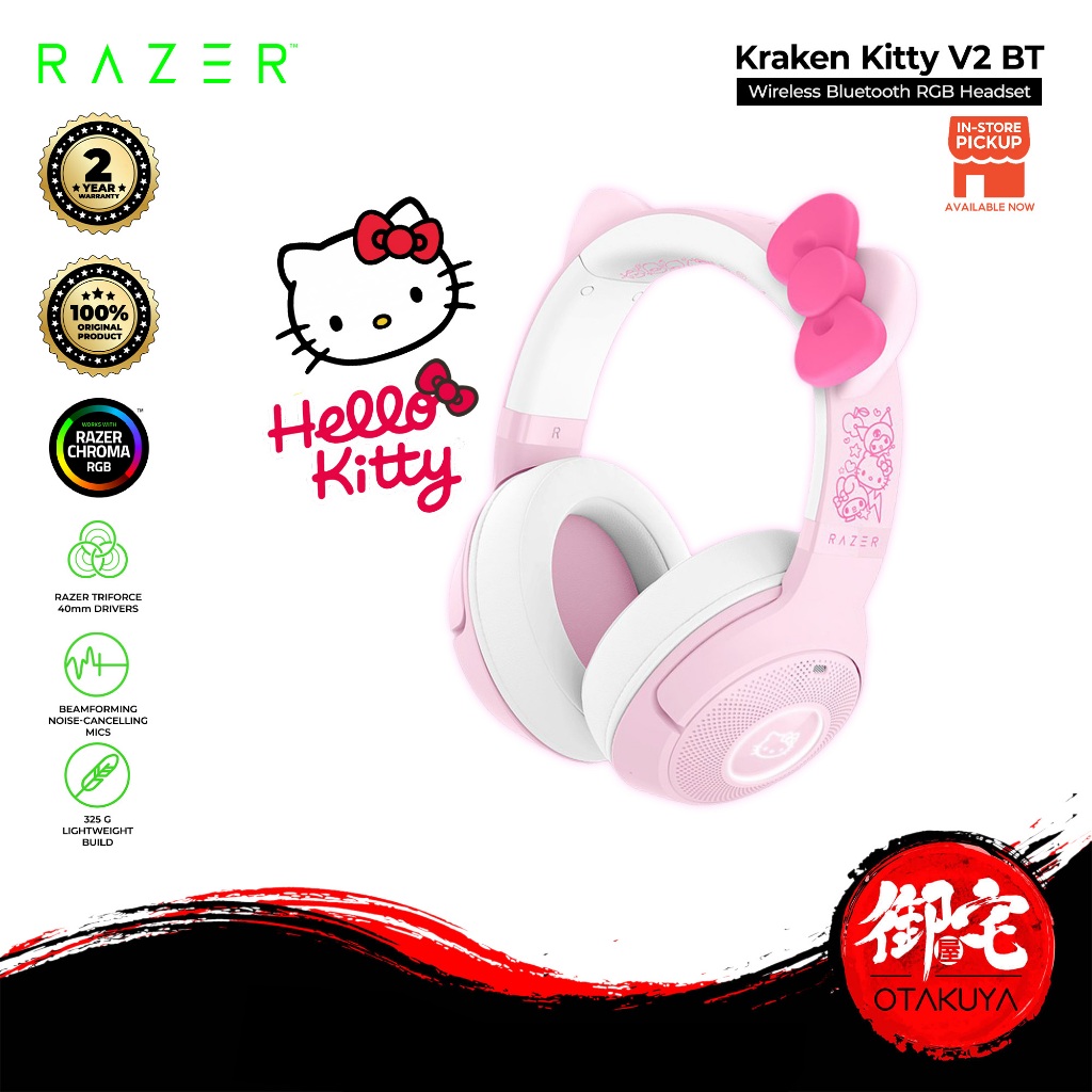 【5.25 SALE】Razer Kraken Kitty V2 BT Hello Kitty and Friends Edition Wireless Gaming Headset with ...