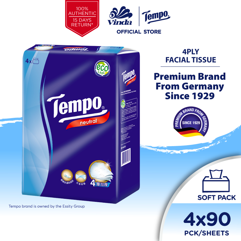 Tempo Soft Pack Facial Tissue 4ply Neutral Limited Edition (4x90s ...