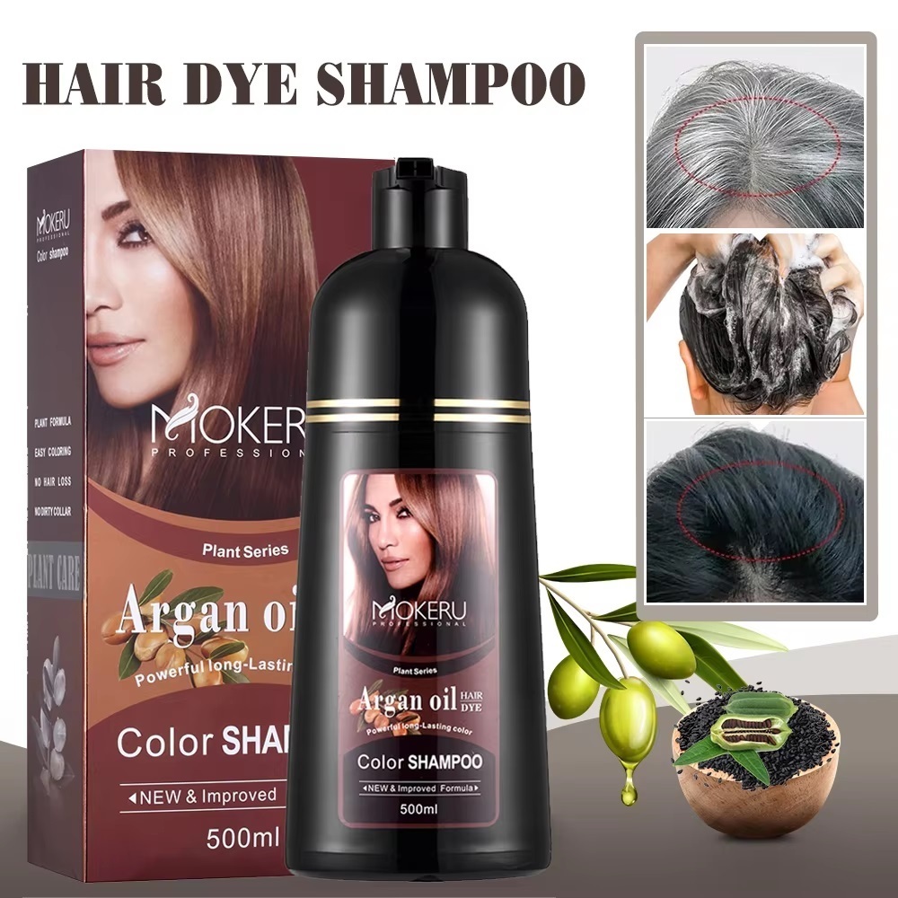 Mokeru Argan Oil Hair Dye Shampoo READY STOCK Natural Herbs Instant染发剂 ...