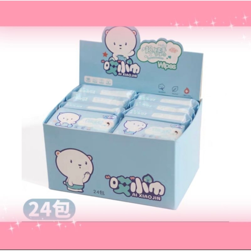(24Packs/Box) Mini Wet Wipes Antibacterial RO Purified Water Mini Wet ...