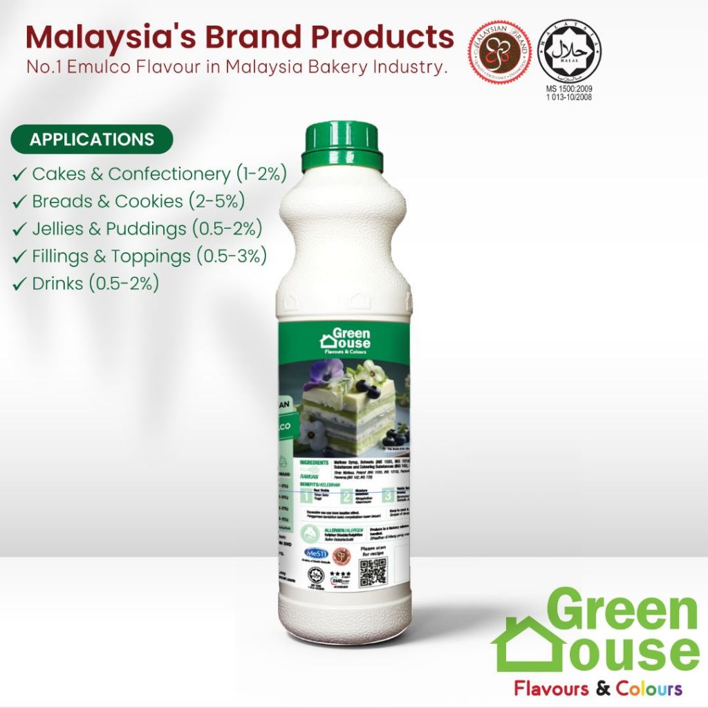 Pandan Emulco Perisa Pewarna Makanan-1kg Pandan Emulco Green House ...